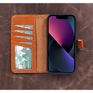 VENOULT Wallet Case for iPhone 16 Pro MAX 6.9" / 16 Pro 6.3" / 15 Pro MAX /14/13 Pro and All Previous Series, [Compatible with MagSafe], Man or Women, 4 Card Holder, Full Grain Genuine Leather, RFID