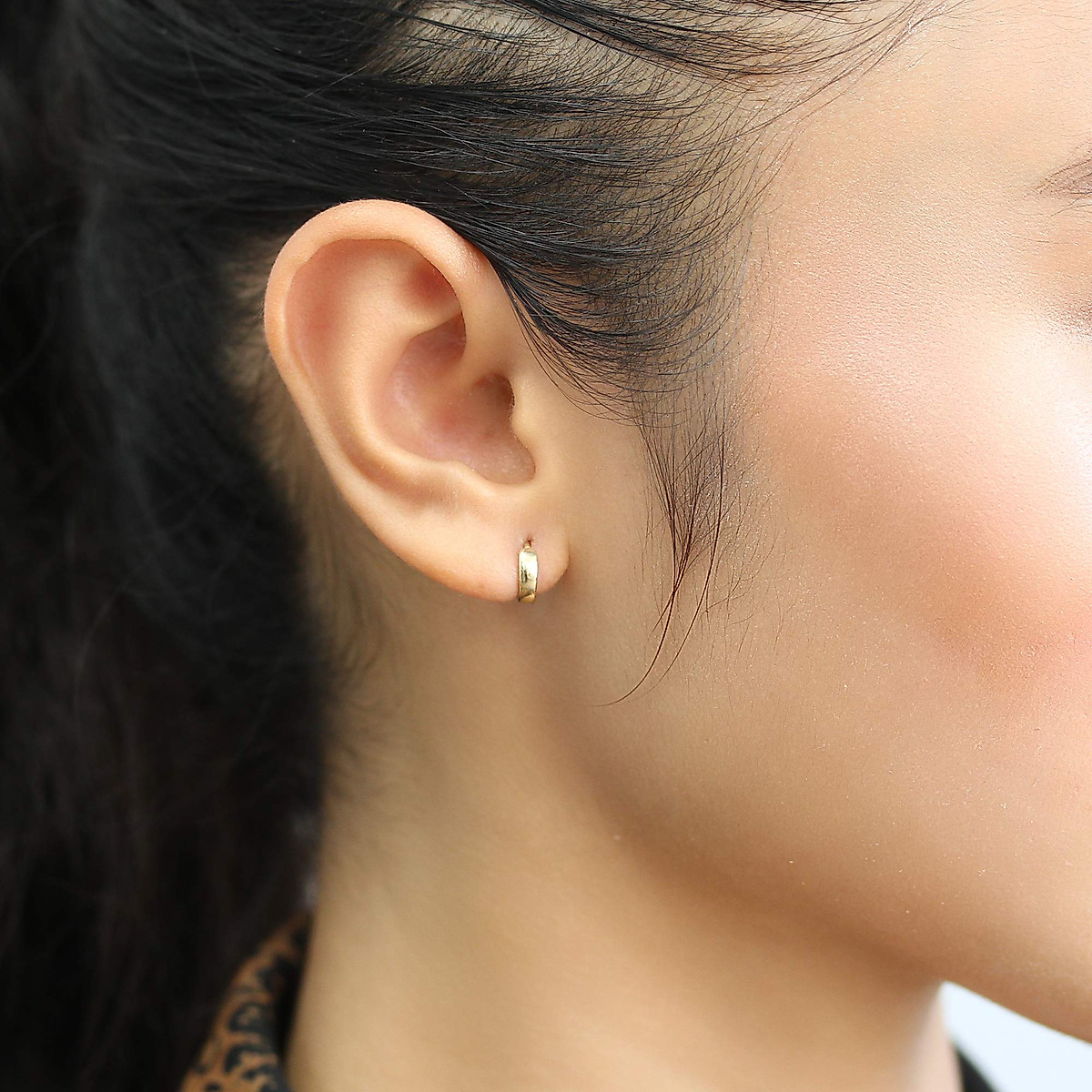 Solid 14K Gold Earrings Cartilage PETITE Size 2.5mm Wide Inner Diameter 6mm Dome Tiny Huggie Hoop Earrings