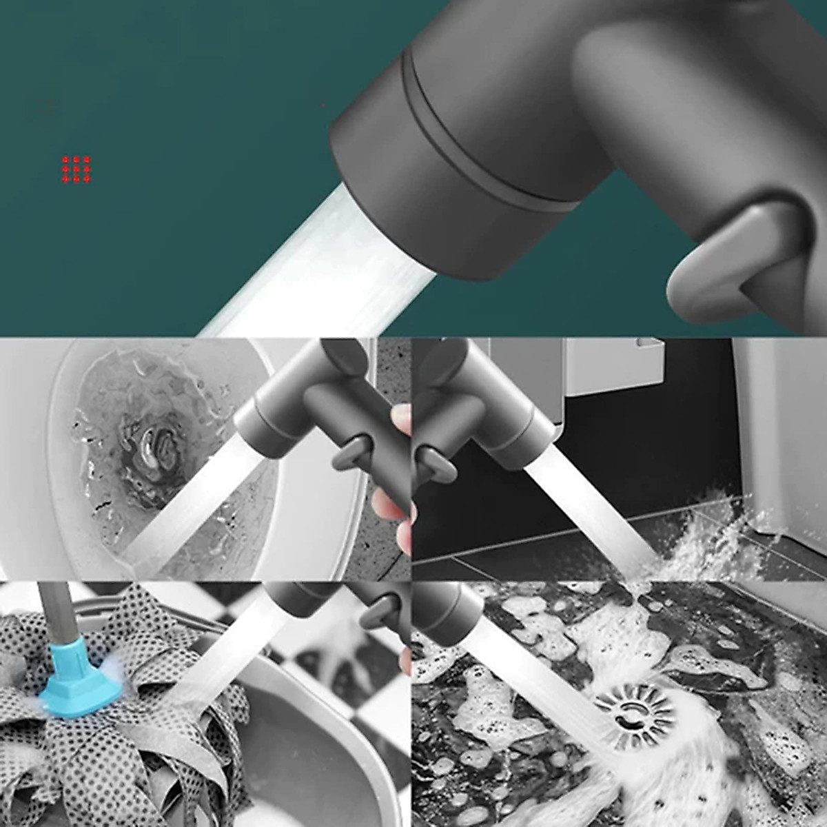 Double Control Mini Shower, Handheld Toilet Bidet Sprayer, Bathroom Toilet Bidet Sprayer Kit, Bidet Attachment with Pressure Control Jet Spray, Dual Function Faucet Sprayer Rinser (Silver Hose Set)