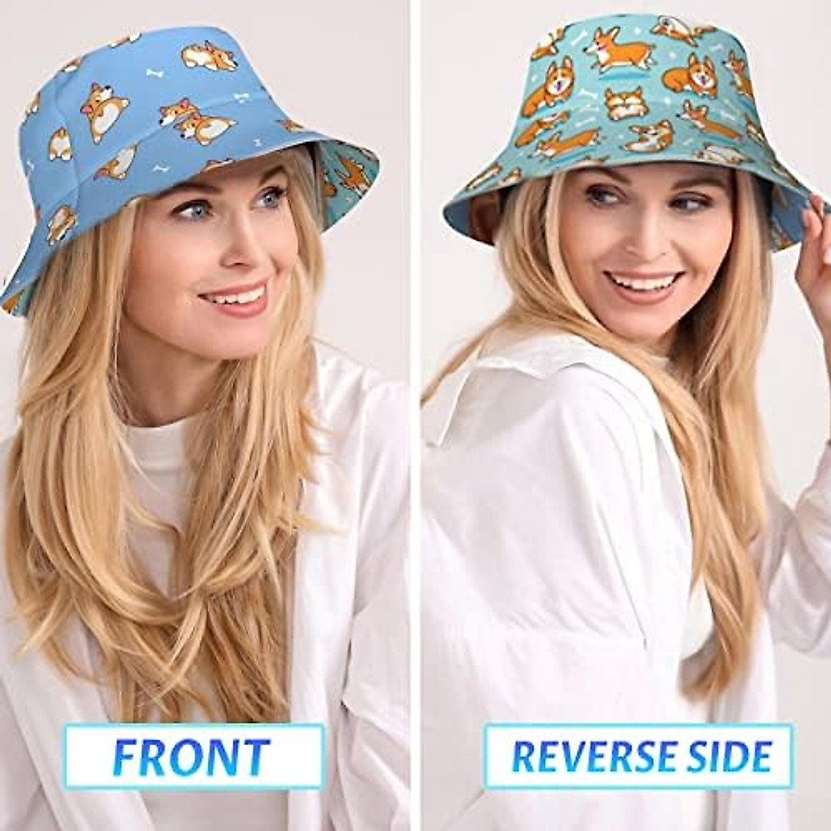 Corgi Gifts for Corgi Lovers Bucket Hat for Women Men Unisex Sun Cap Packable Outdoor Fisherman Hat Headwear