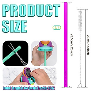 6pcs Straw Replacements for Owala FreeSip 24 oz 32 oz, with Brush, Plastic Tumbler Cup Straws Reusable With Scale Accessories Parts for Owala 14/19/24/32/40oz Stainless Steel Water Bottle (3 Colors)