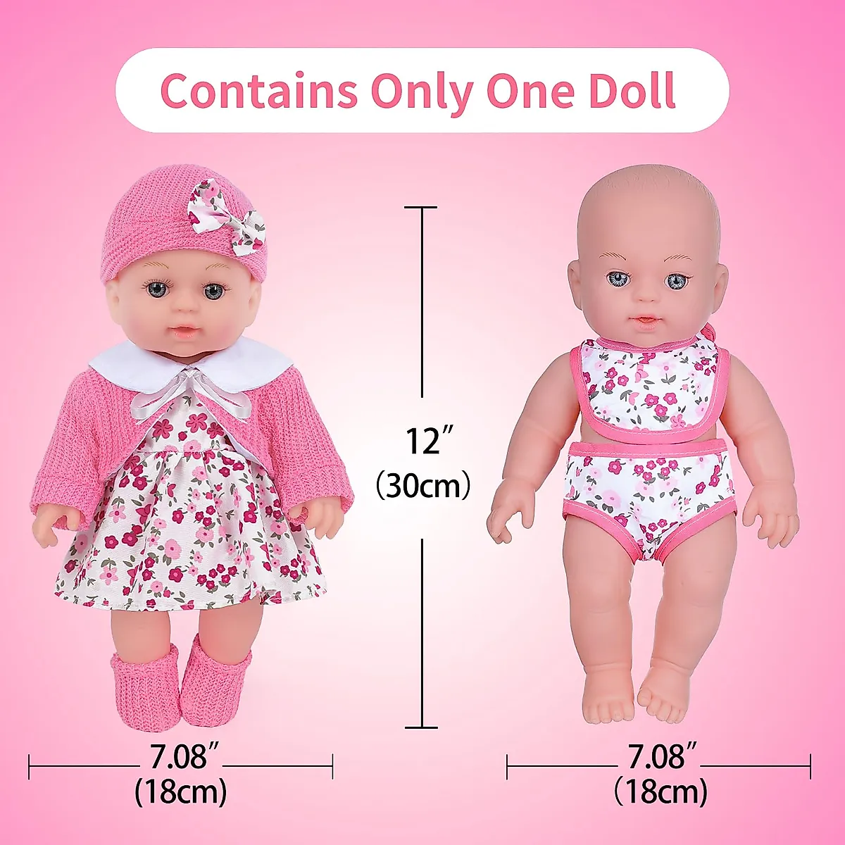 ZNTWEI 12 Inch Baby Doll Playset with Reborn Baby Dolls Clothes and Accessories Including Bottles, Nipple, Diaper, Bib, Underpants