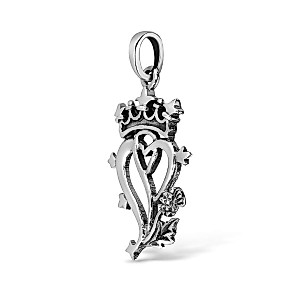 WithLoveSilver 925 Sterling Silver Classic Scottish Style Heart Crown Luckenbooth and Thistle Pendant