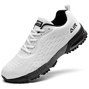 QAUPPE Mens Air Running Shoes Athletic Trail Tennis Sneaker (White US 10.5 D(M)