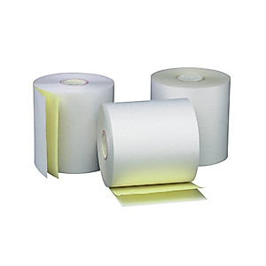 PM Company Perfection Two Ply Carbonless Rolls, 3 X 95 Feet, White/Canary, 50 Rolls Per Carton (07901)