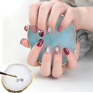 BETURY Resin Nail Art Palette, Nail Art Painting Mixed Color Palette Gold Edge Nail Gel Color Makeup Display Board (2#Pink)