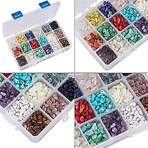 CZDYUF 18 Color Chips Beads Irregular Shaped Beads Tumbled Gemstone Chips Crystal Crushed Bead DIY Making Supplies Kits