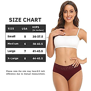 RHYFF Womens Underwear Cotton Bikini Panties Lace Soft Hipster Panty Ladies Stretch Full Briefs 5 Pack(R6004L-Dark)