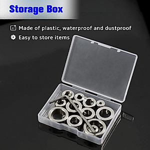 LEONTOOL 12 Pcs 3-16mm Drill Bit Depth Stop Collar Set 304 Stainless Steel Drilling Limit Ring Drill Bit Stop Collar Set Stop Bit Collar Set Drill Tool with Hex Wrenches and Storage Box
