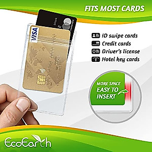 EcoEarth Vertical ID Badge Holder (Sealable 2.25x3.5 inch Premium Bulk 100 Pack) ID Holder, ID Card Holder Bulk, Name Badge Holder, Name Tag, Plastic Badge Holder, Badge Protector, Clear Card ID Tag