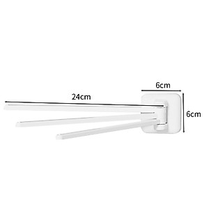 Tacarlha Rotating Towel Rack Swivel Towel Rack 3 Poles Towel Holder 180 Degree Rotation Wall-Mounted Punch-Free Bathroom Bath Ball Kitchen Dish Rag Utensil Holder Wardrobe Organizer White