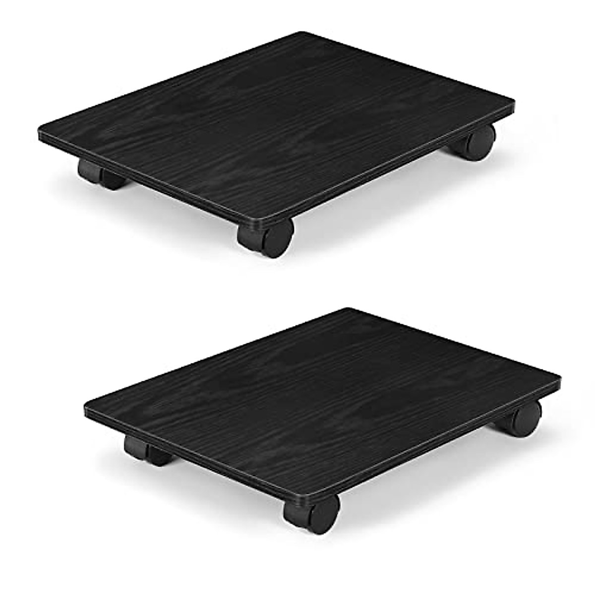 Computer Tower Stand, Set of 2 Pc Tower Stand, Floor Pc Stand for Under Desk, Wooden CPU Holder Stand Cart with Lockable Wheels, for Office, Home(Black)
