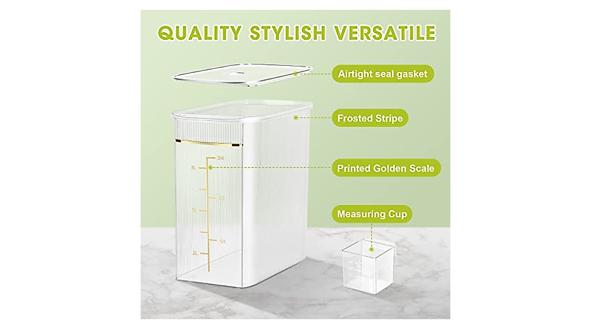 TBMax Rice Storage Container 20 Lbs, Crystal-Clear Large Food Container ...