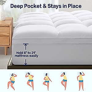 SOPAT Mattress Topper Twin Size Extra Thick Mattress Pad 8-21" Deep Pocket Soft Down Alternative Fill Mattress Protector Pillow Top Mattress Cover (39x75 Inches, White)