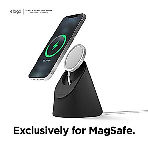 elago MS1 Charging Stand Compatible with MagSafe Charger - Premium Silicone Stand Compatible with iPhone 12, 13, 14 Series [Black] [Charging Cable Not Included]