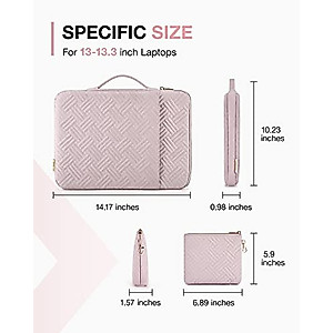 BAGSMART Laptop Sleeve Bag Compatible with MacBook Air/Pro, 13-13.3 inch Notebook, Pro 14 Inch, Air M2 13 Case Accessories Bag, Pink