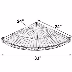 Shelving Inc. 24" Radius Corner Wire Shelving with 4 Tier Shelves - 72" h, Weight Capacity 800lbs Per Shelf
