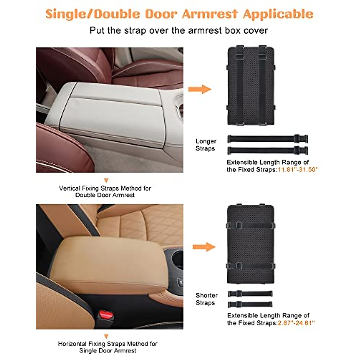 Colarlemo Center Console Dog Car Seat, Dog Car Seats for Small Dogs 0-15lbs, Portable Pet Armrest Car Seat, Dog Booster Seat with Safety Tethers and Pad, Single/Double Door Armrest Applicable