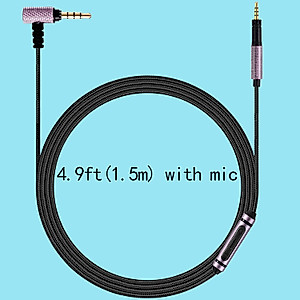 FAAEAL Replacement Upgrade Cable for Sennheiser Momentum 2.0/1.0, HD1,HD 4.50 SE, HD 450BT, HD 4.40, HD 4.30G Headphones,in-line Mic Control Headphone Cord Works on iOS/Android 4.9ft(with mic)