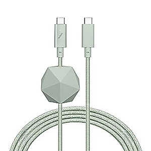 Native Union Type-C Desk Cable – USB-C to USB-C 8ft Ultra-Strong Non-Slip Charging Cable with Anchor Weight Compatible with iPhone 16, 15, MacBook Pro 13" M1/ M2, Air 13"/15", Surface Go 3 (Sage)