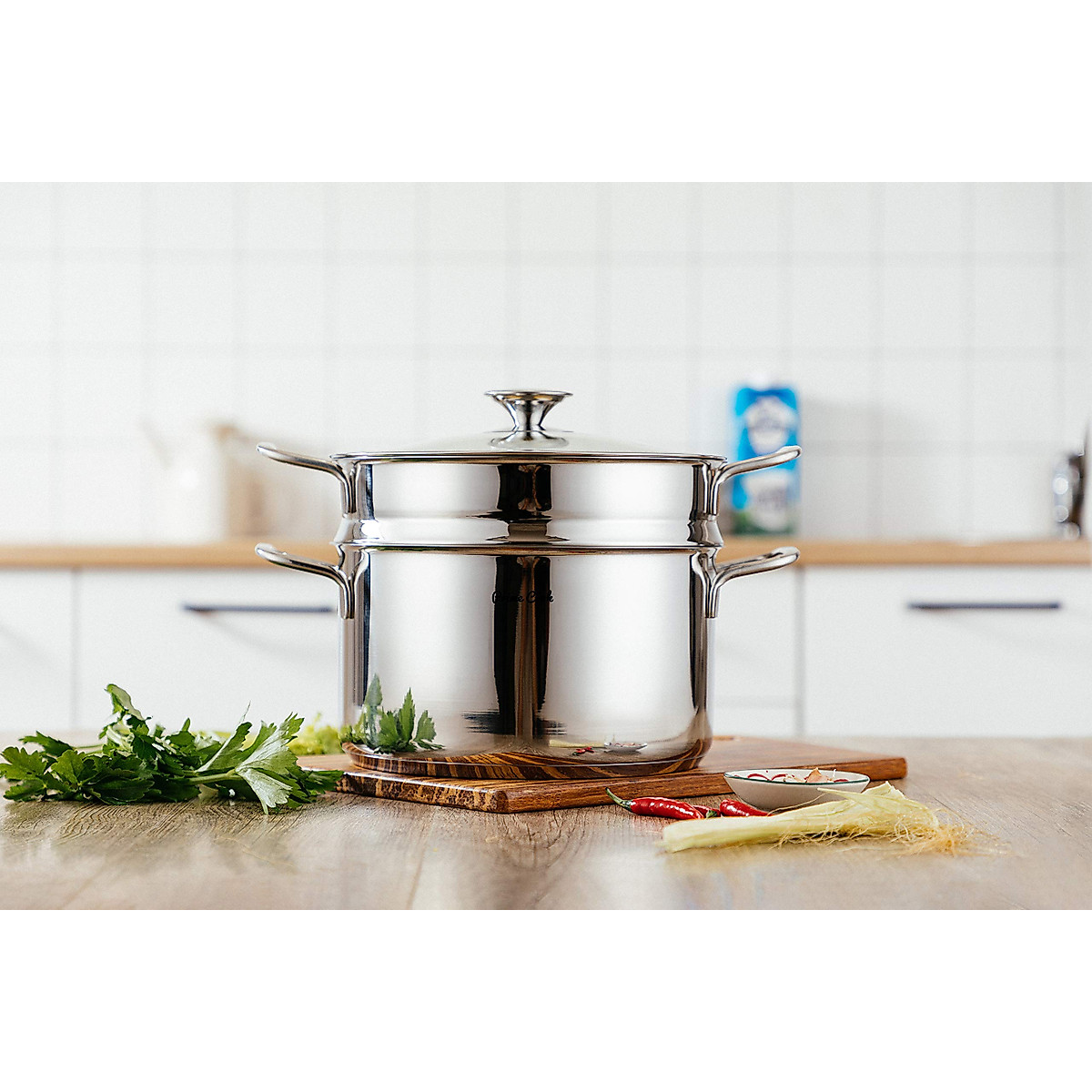 Prime Cook 6.4 QT Stainless Steel #304 Stock Pot with Steamer Insert