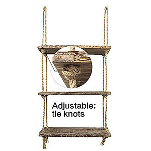 undrand 2 Pack Rustic Wood Floating Shelves for Wall, Boho Wall Decor Plant Shelf Bathroom Shelves Farmhouse Decor Wall Shelf Bedroom Wall Decor