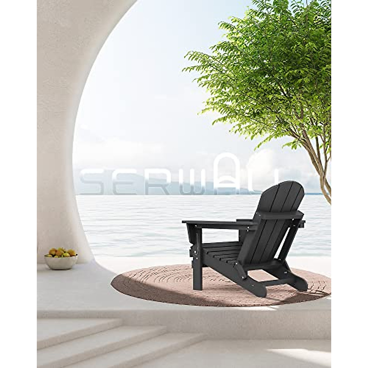 Folding Adirondack Chair Patio Chairs Lawn Chair Outdoor Adirondack Chair Weather Resistant for Patio Deck Garden, Backyard Deck, Fire Pit & Lawn Furniture Lawn Seating- Black