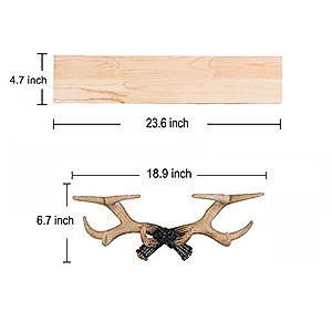 Vintage Cast Deer Antlers Hanging Wall Hooks (10 Hooks) with Floating Wall Resin Shelf Bathroom Storage for Hat Scarf Bag Key Clothes Kitchen Towel Holder Reindeer Hanger Wall Wedding Gift (Beige)