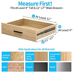 NTQNOIKA Drawer Dividers Organizer 6 Pack, Adjustable Separators 4" High Expandable from 11-17" for Bedroom, Bathroom, Closet, Clothing, Office, Kitchen (White, 6 PACK)