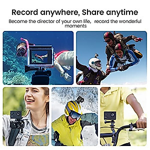 HLS Waterproof Action Camera 4K Stabilization with 3 Batteries 1350mAh for Video,4K WiFi Remote Underwater Cameras with Wide Angle Lens HD,Sports Action Video Cameras with Accessories Mount Kit