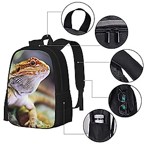 FREE LION Kids Fierce Bearded Dragon Lizard Backpack for Boys Girls Bookbags Elementary Middle High School Bag Large Capacity 17 inch Big Student Backpack for School% Travel
