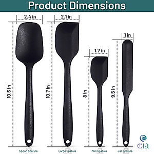 Premium Quality Kitchen aid Spatula Silicone Utensils Set - 4 Piece Set for Gourmet Cooking Heat Resistant and Non-Stick (Black)