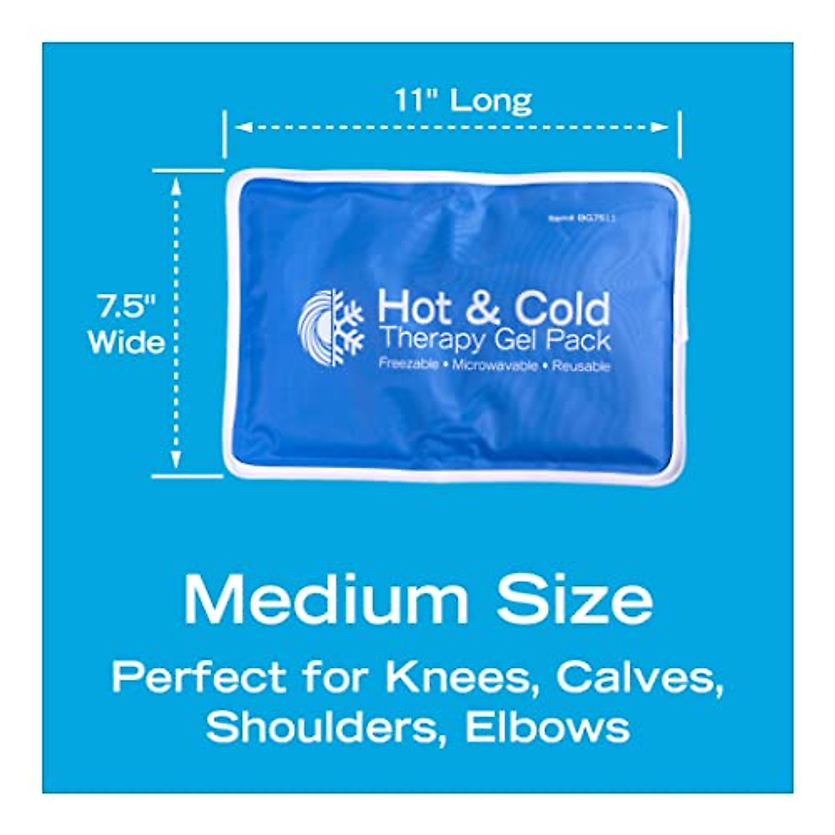 Roscoe Medical Gel Ice Packs Reusable and Cold Packs for Injuries Reusable, Shoulder Ice Pack, Knee Ice Pack, Hot and Cold Pack, Ice Pack for Back, 7.5 x 11 Inches, Medium Ice Pack