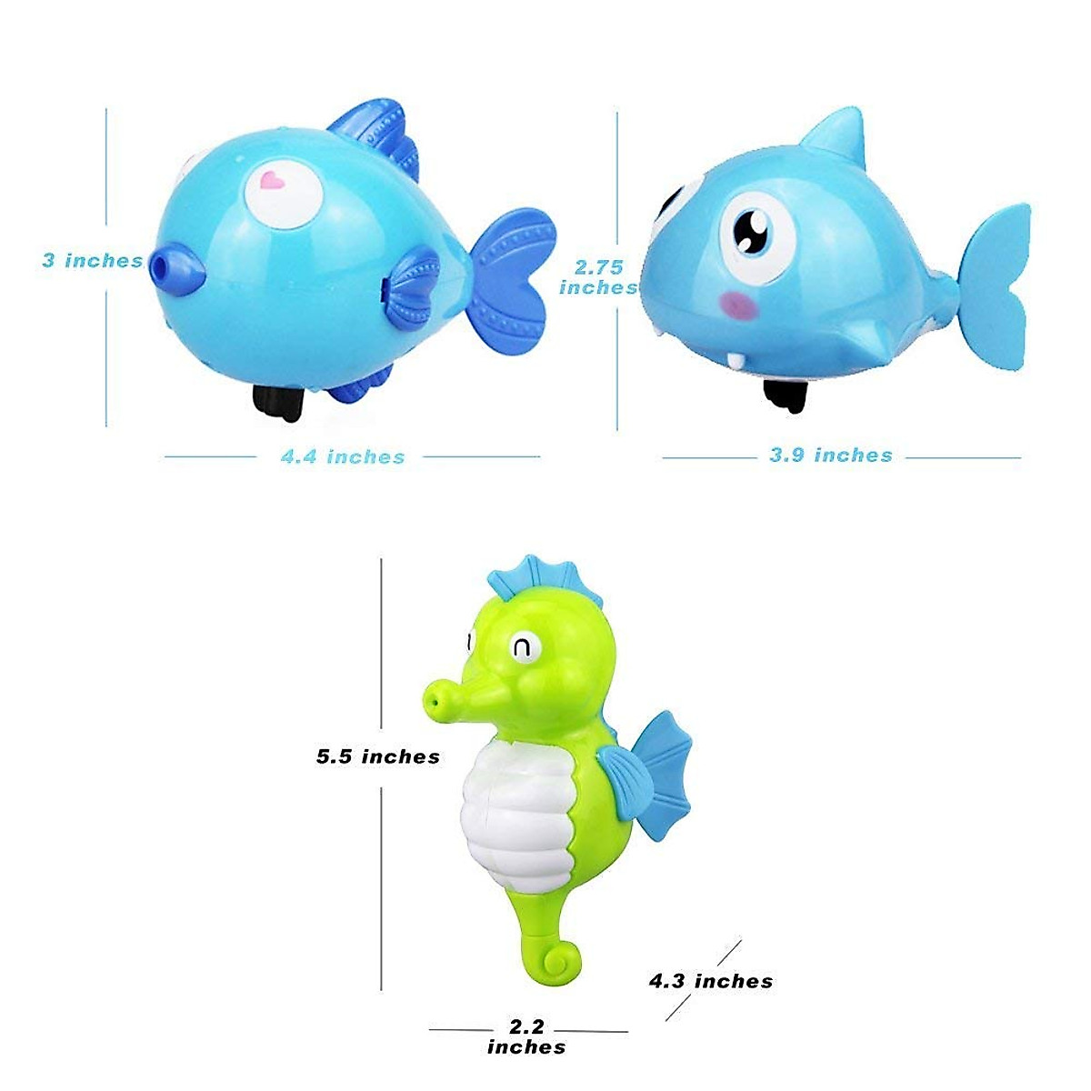 SPADORIVE Floating Wind-up Bath Water Toys - 6 Pcs Sea Animal Bath Toy for Kids and Toddlers - Turtle Hippo Crocodile Hippocampus Fish, Bathtub Playset Clockwor