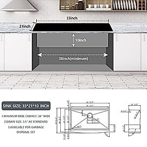 33 Inch Farmhouse Sink - Loftus Apron Front Kitchen Sink 16 Gauge Stainless Steel Workstation Ledge Deep Single Bowl Farm Sink with Accessories