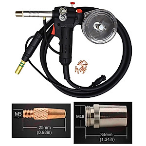 INTSUPERMAI Aluminum Spool Gun Fit for Miller 300371 Millermatic 140 180 211 Spoolmate 100 Torch with 3m(9.8ft) Cable 10 x 0.8mm Conductive Nozzle