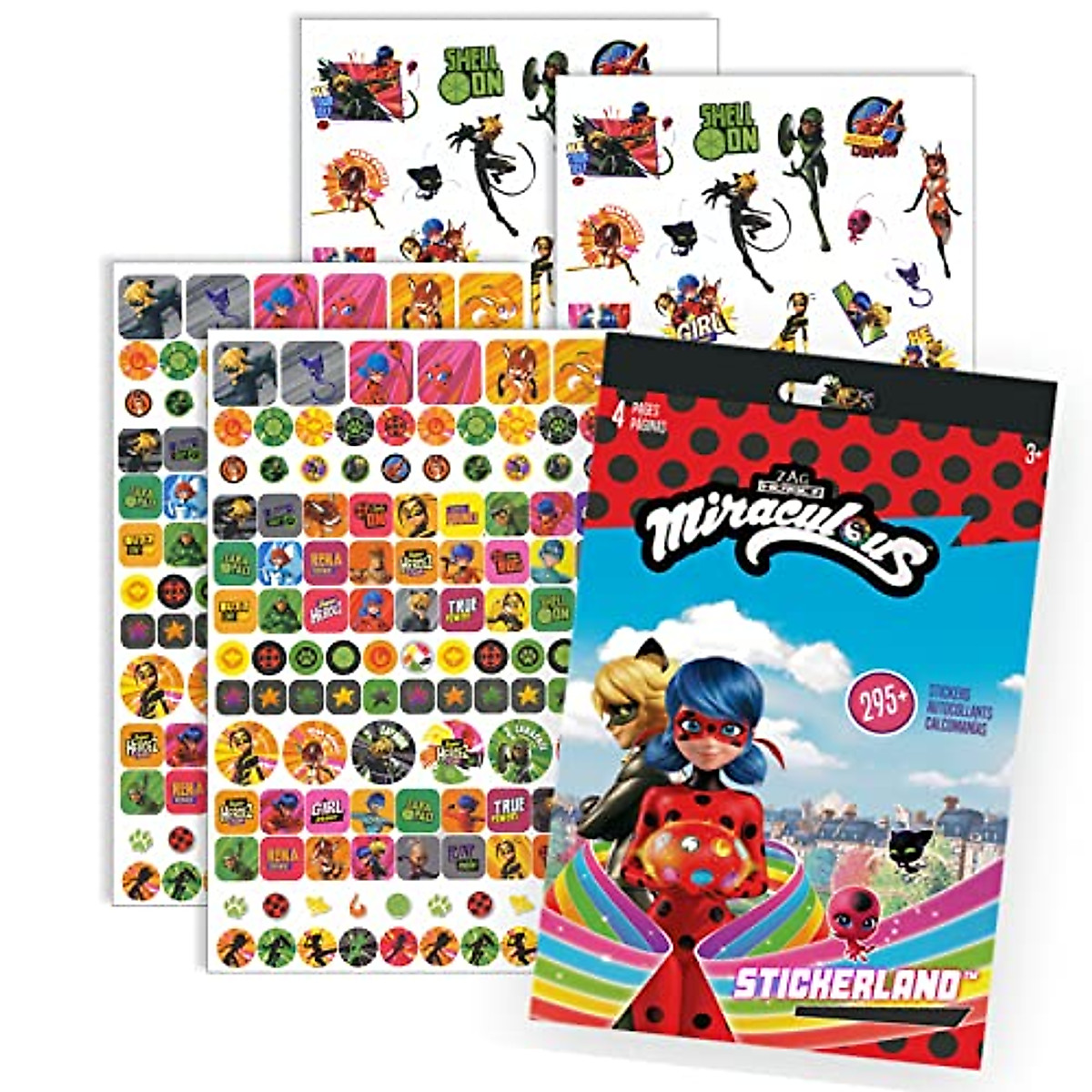 Miraculous Ladybug and Cat Noir - Activity Bundle - Miraculous Ladybug Stickers, Coloring Book, 2-Sided Door Hanger