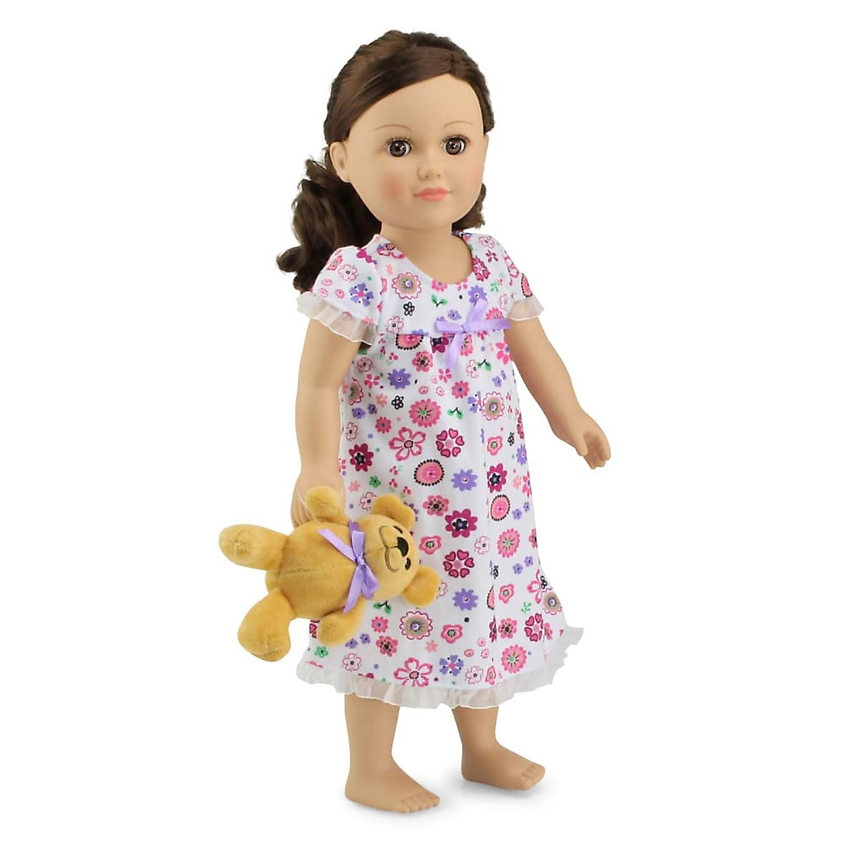 Emily Rose 18-inch Doll Clothes Pajamas PJs Sleep Set, with Teddy Bear - 7 PC Value Bundle | Compatible with 18" inch American Girl Dolls