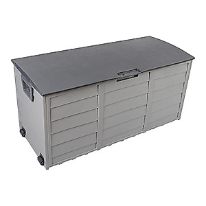Gerrit All Weather UV Pool Deck Box Storage Shed Bin Backyard Patio Outdoor w/Wheel
