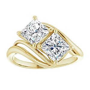 10K Solid Yellow Gold Handmade Engagement Rings 2.0 CT Princess Cut Moissanite Diamond Solitaire Wedding/Bridal Ring Set for Womens/Her Propose Rings (6.5)