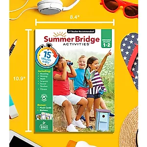 Summer Bridge Activities 1st Grade Workbooks to 2nd Grade Workbooks, Math, Reading Comprehension, Writing, Science Summer Learning Activities, 2nd Grade Workbooks All Subjects With Flash Cards