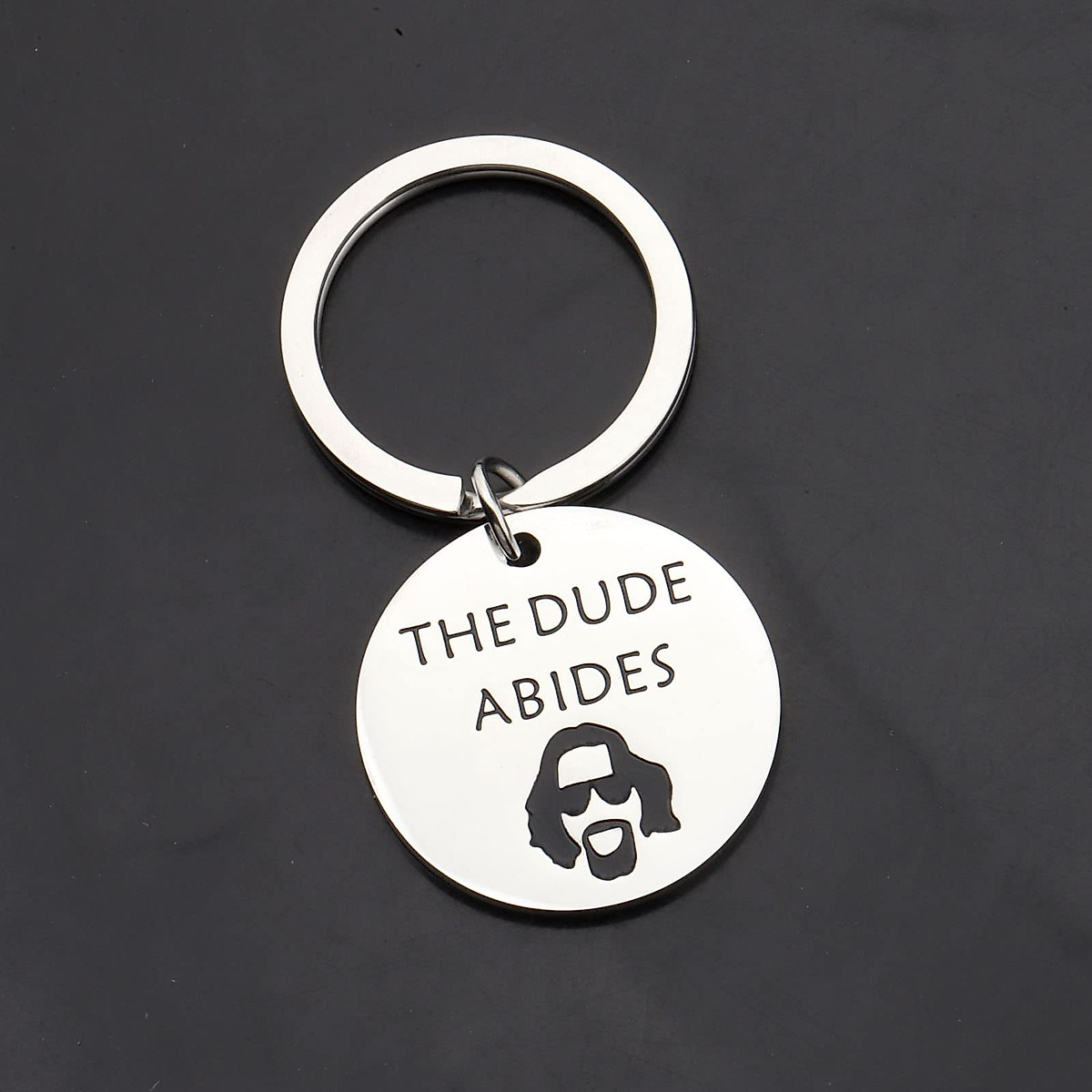 BLEOUK The Dude Gift Lebowski Inspired Keychain Crime Movie Fans Gift Bowling Gift (THE DUDE ABIDES)