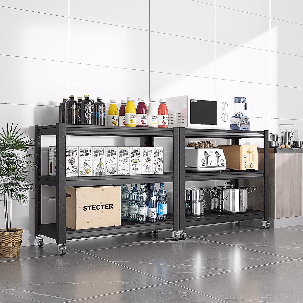 Generic 32"" W Storage Shelves,Heavy Duty Metal Shelving Unit,Pantry Shelves, Kitchen Shelves, Garage Shelving,Utility Rack (31.5"" W×15.7"" D×31.5"" H), Black, TGJZ-80W