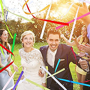 100 Pieces Mix Color Ribbon Sticks Wedding Party Streamers Fairy Wand Chromatic Silk Ribbon and Bell Wands Multicolor Hand Held Ribbons for Dance Wedding Party Celebration Holiday Activities