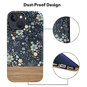 hepix Compatible with iPhone 13 Mini Case Flower Floral Wood Grain iPhone 13 Mini Case 2021 Floral Wildflower iPhone 13 Mini Case Dried Blue Flower for Women IMD Cover for iPhone 13 Mini 5.4 2021 5G