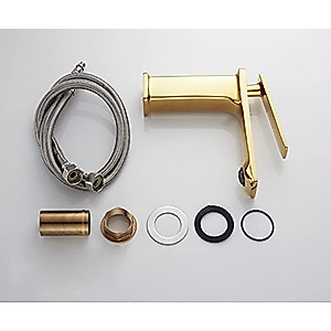 Bathroom Sink Faucet, Brass Black Gold Basin Faucet Bathroom Sink Faucets Hot Cold Water Mixer Crane Deck Mounted Single Handle Hole Bath Kitchen Tap (Color : White and Gold)