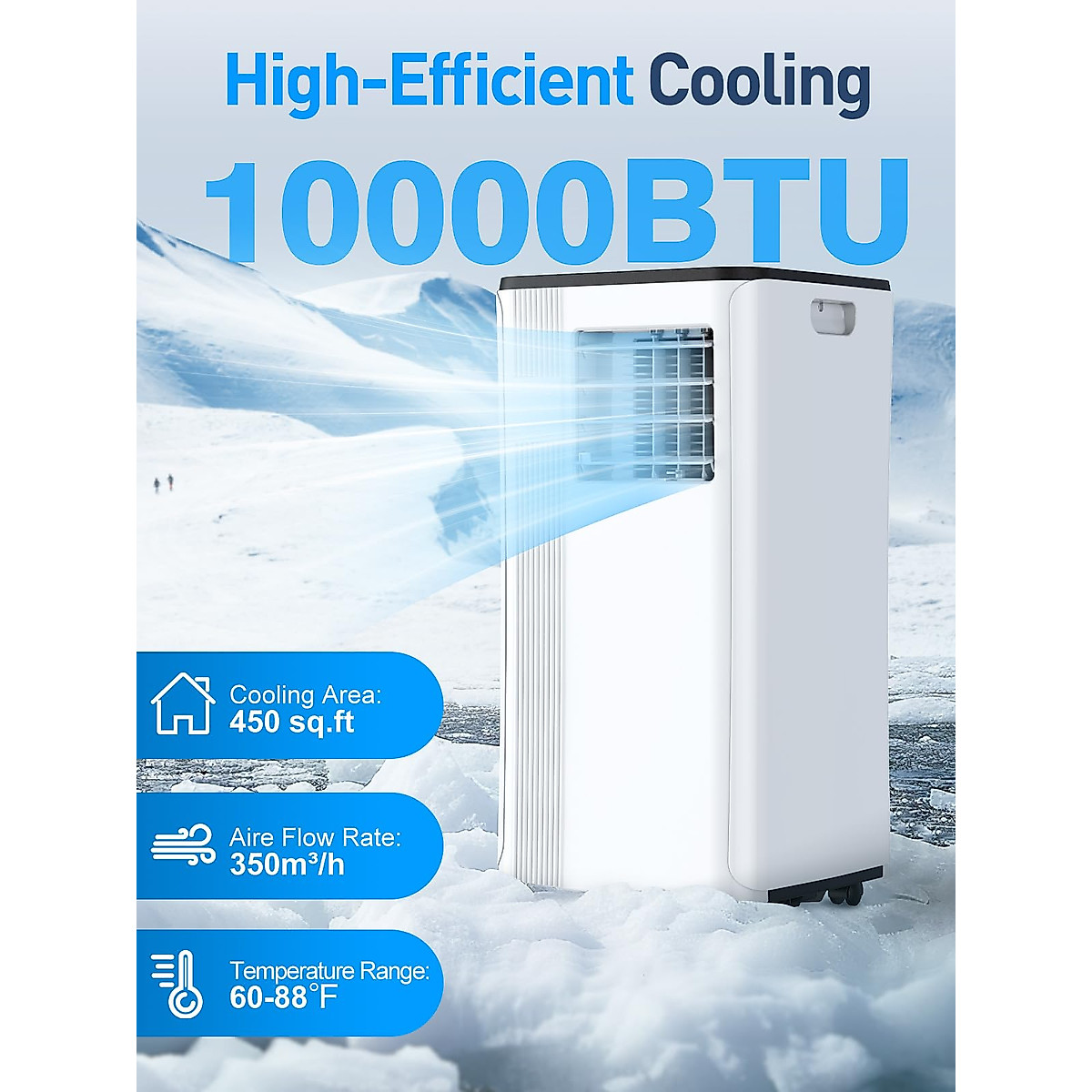Portable Air Conditioners - 2024 Upgraded 10000 BTU Portable AC for Room up to 450 Sq. Ft, 3 in 1 AC Unit with 24H Timer, Smart Sleep Mode, Remote Control, Air Cooler for Bedroom Room Kitchen Camping