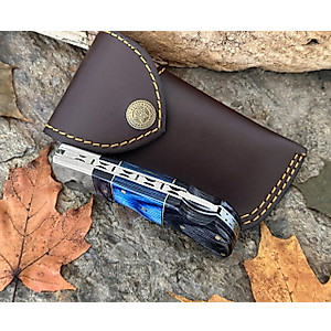 WINTERFELL Personalized Folding Pocket Knife - Handmade 6.5'' Camping, Hiking Knife With Damascus Steel Blade