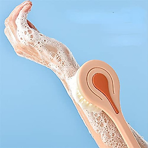 INGVY Dry Brushing Body Brush Long Handle Bath Brush Exfoliating Scrub Body Scrubber Back Massager Shower Sponge Exfoliator Cleaning Tools Bathing Accessories (Color : Blue)