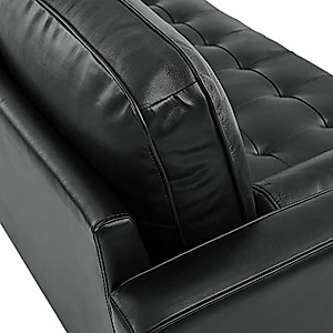 Modway Valour 78" Modern Style Leather Apartment Sectional Sofa in Black